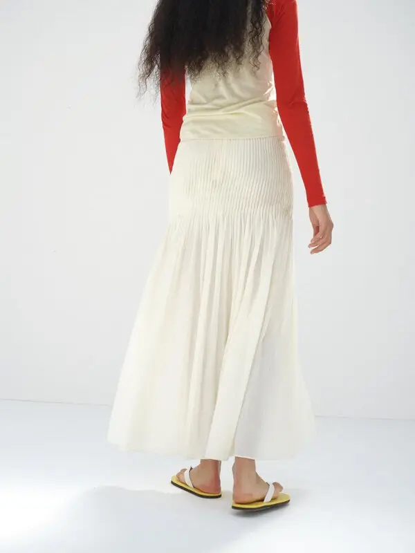 Auralee Cotton Maxi Skirt - Ivory White - 13% Off | Editorialist